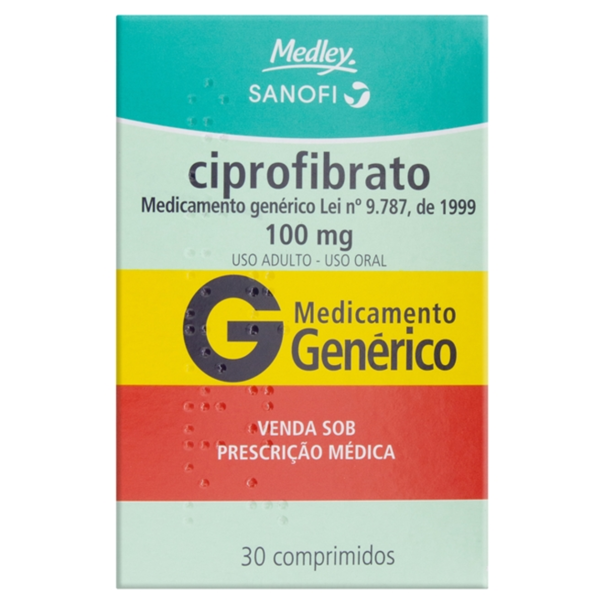 CIPROFIBRATO 100MG C/30 COMPRIMIDOS MEDLEY - MEDLEY INDUSTRIA FAR