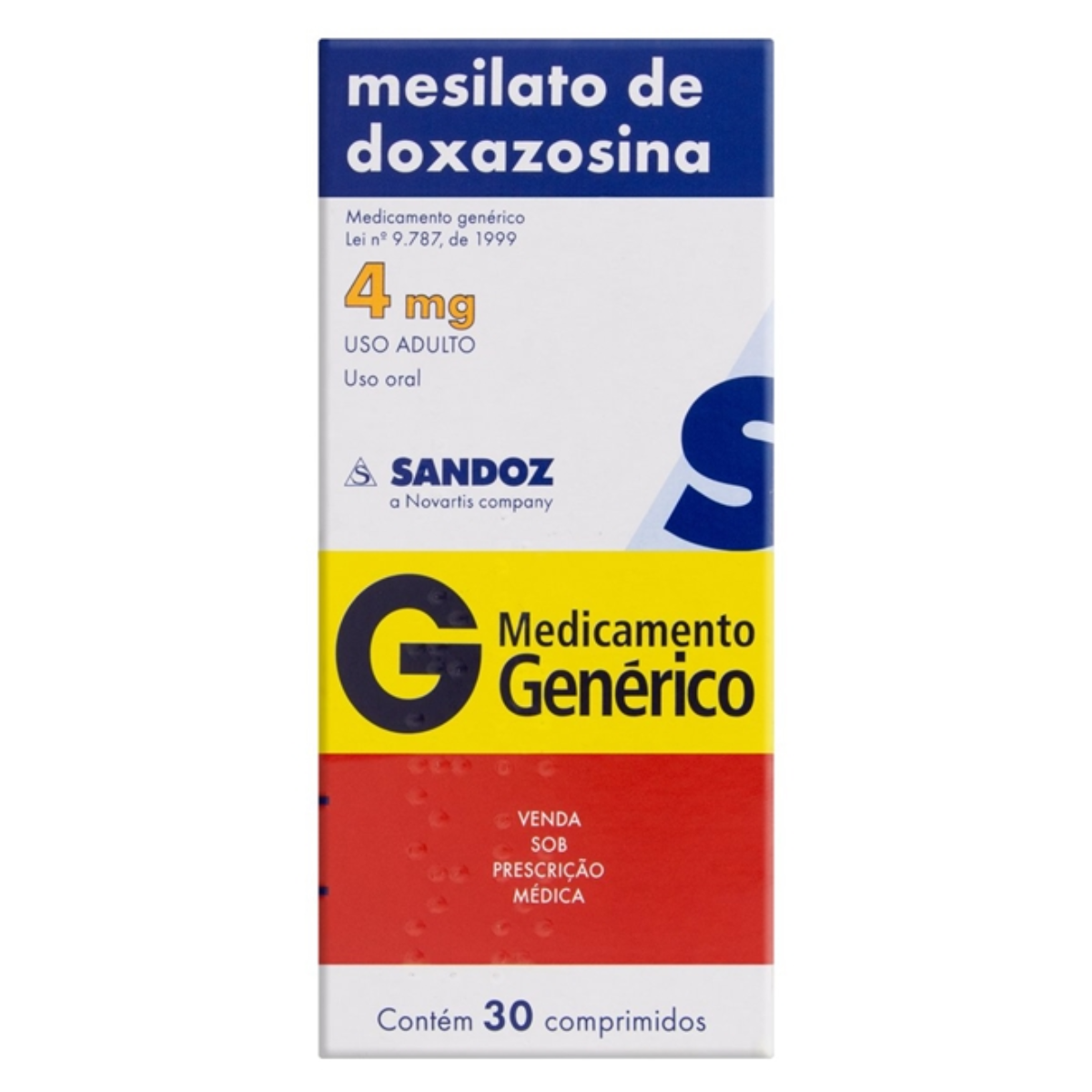 MESILATO DE DOXAZOSINA 4MG C/30 COMPRIMIDOS SANDOZ - SANDOZ