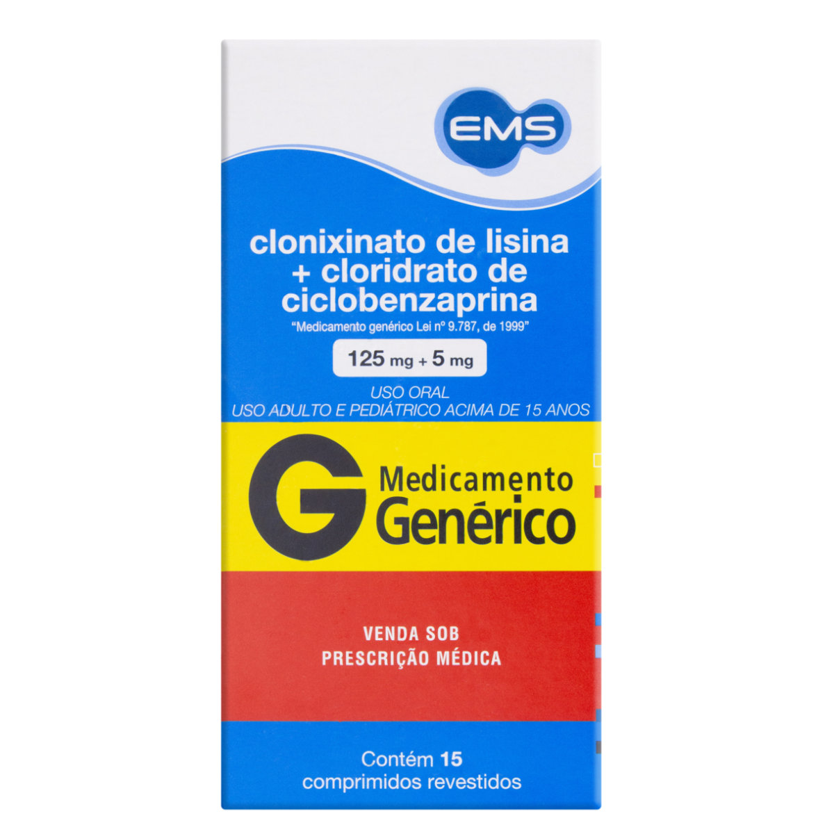 CLONIXINATO DE LISINA 125MG + CLORIDRATO DE CICLOBENZAPRINA 5MG C/15 ...