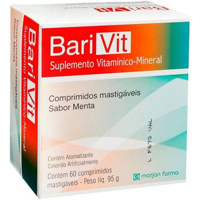 BARIVIT SABOR MENTA C/60 COMPRIMIDOS MASTIGÁVEIS - MARJAN INDUSTRIA E C