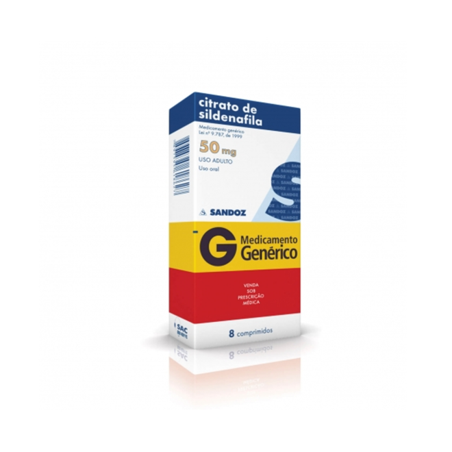 CITRATO DE SILDENAFILA 50MG C/8 COMPRIMIDOS SANDOZ - SANDOZ