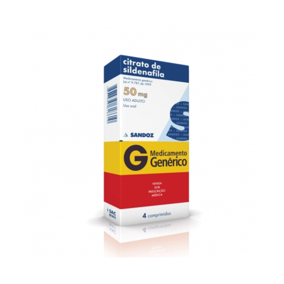 CITRATO DE SILDENAFILA 50MG C/4 COMPRIMIDOS SANDOZ - SANDOZ
