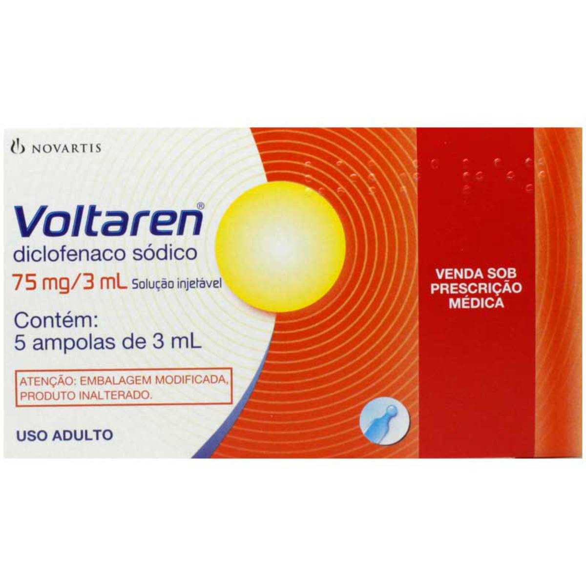 VOLTAREN 75MG ML INJET VEL C 5 AMPOLAS 3ML NOVARTIS BIOCIENCIAS