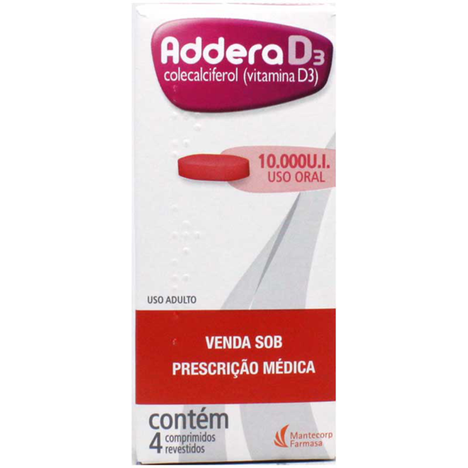 ADDERA D3 10.000UI C/4 COMPRIMIDOS REVESTIDOS - HYPERA