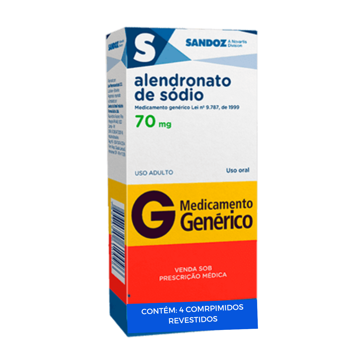ALENDRONATO DE SÓDIO 70MG C/4 COMPRIMIDOS REVESTIDOS SANDOZ - SANDOZ