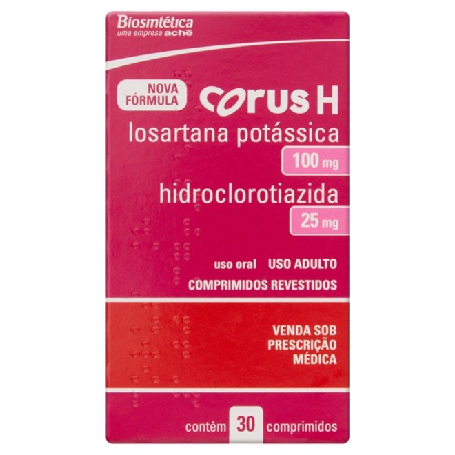 CORUS H 100MG + 25MG C/30 COMPRIMIDOS REVESTIDOS - ACHE LABORATORIOS FA