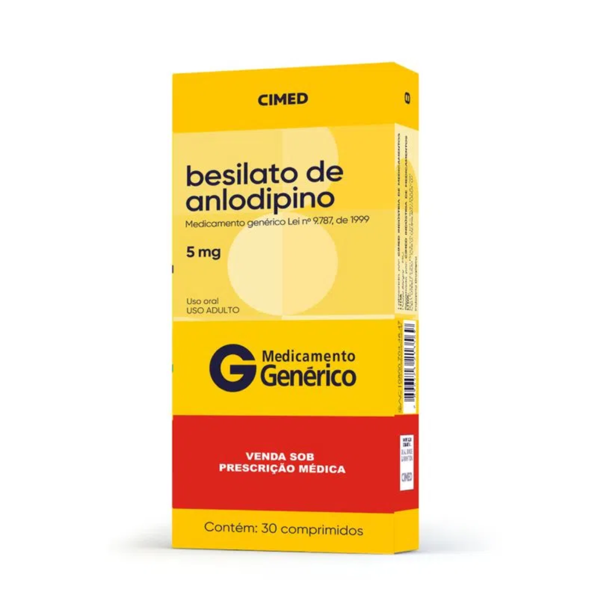 BESILATO DE ANLODIPINO 5MG C/30 COMPRIMIDOS CIMED - CIMED INDUSTRIA DE M