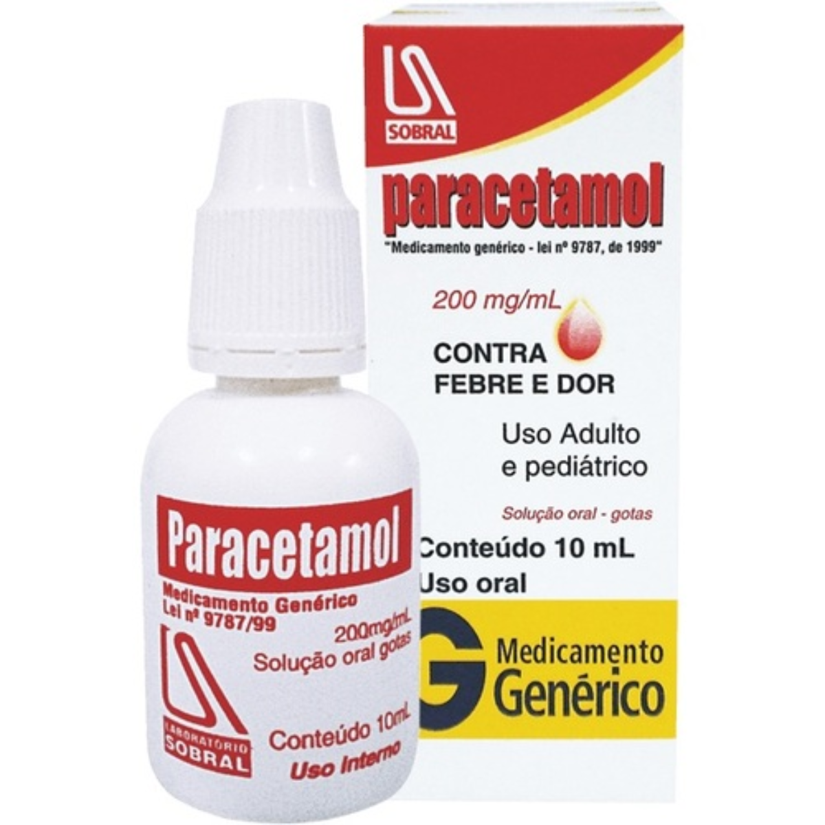PARACETAMOL 200MG/ML SOLUÇÃO ORAL GOTAS 10ML SOBRAL - SOBRAL