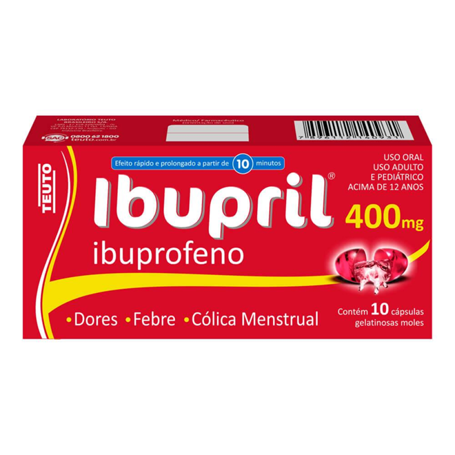 IBUPRIL 400MG C/10 CÁPSULAS GELATINOSAS - TEUTO BRASILEIRO S