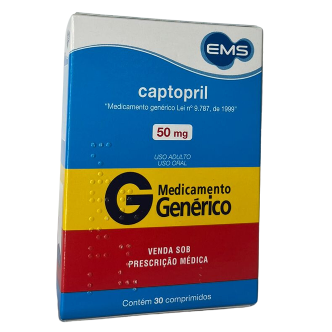 CAPTOPRIL 50MG C/30 COMPRIMIDOS EMS - EMS S/A GENERICOS